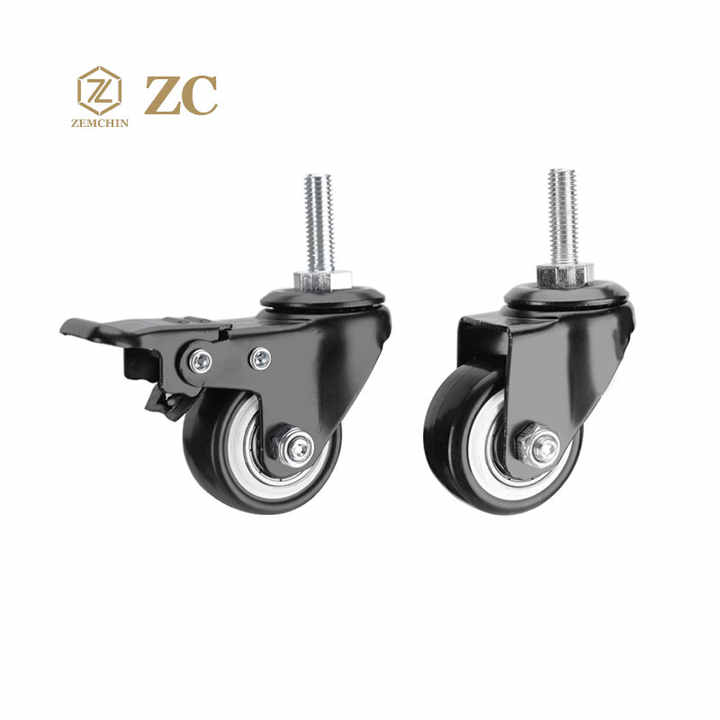 2 Inch Heavy Duty Castor Wheels PU Swivel Thread Stem No Noise ...