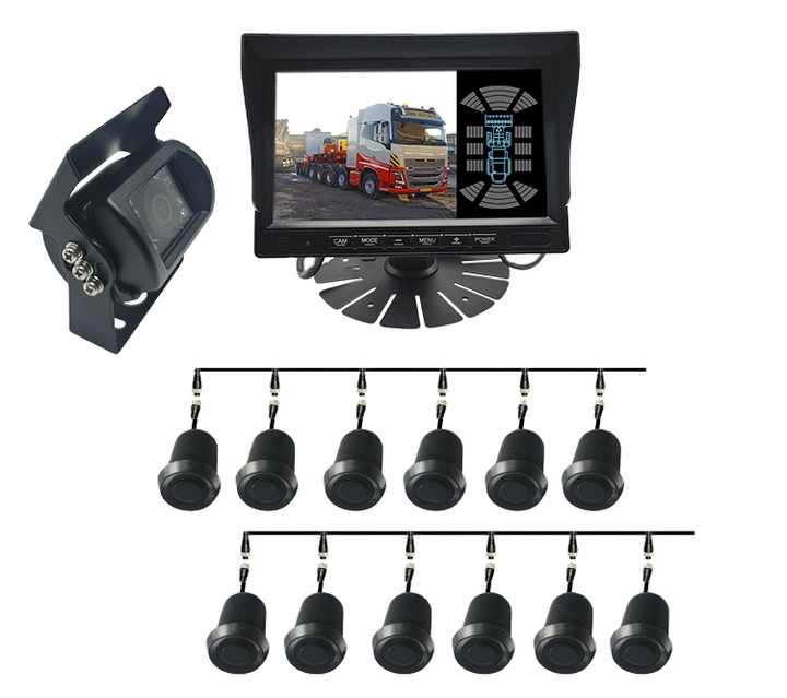Truck AHD Front Revers Radar Kit Monitor 7 Inch Reversing Security ...