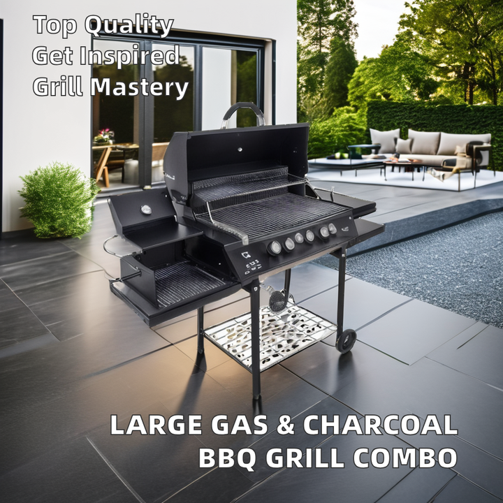 NB FAVOUR Outdoor Garden Commercial Grill Combo Lar Gas and Charcoal ...