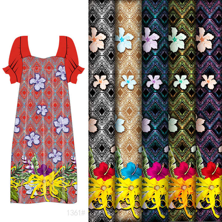 Ilang Ilang Flowers New Design Polyester Printed Fabric for Pacific ...