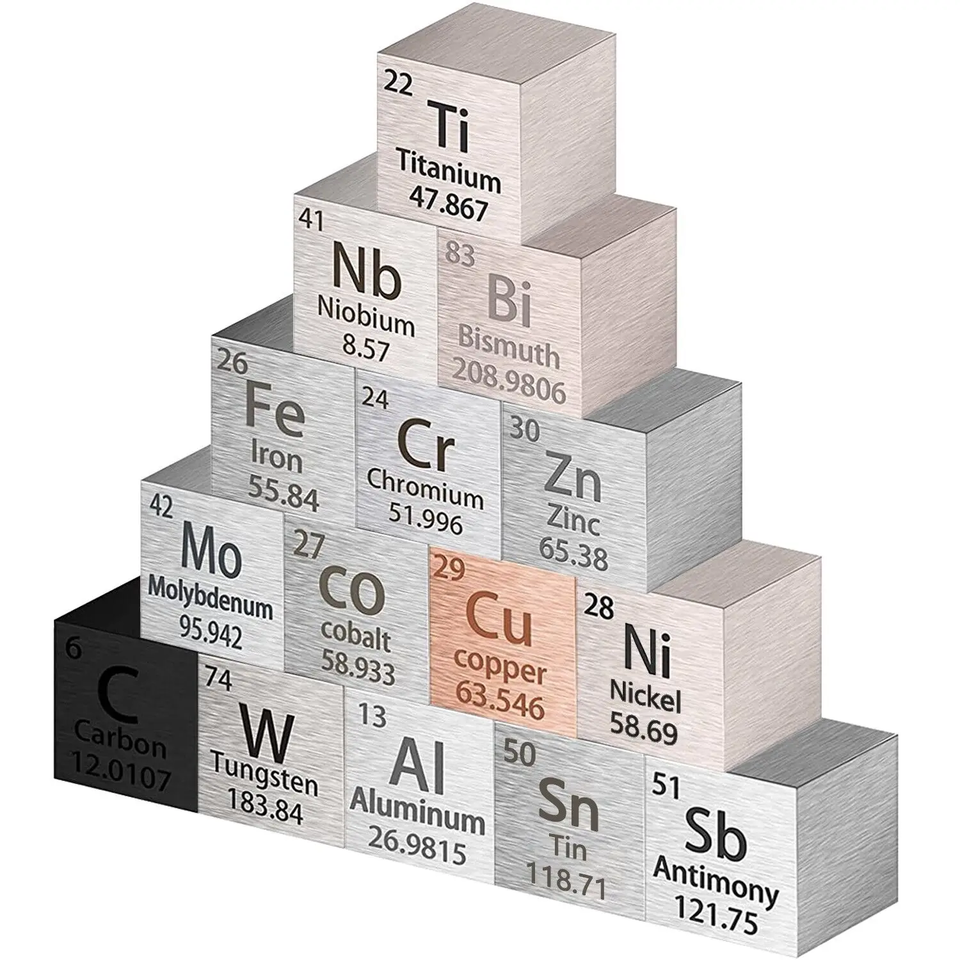 15 Pcs Modern Metal Element Cubes Density Cube Set Periodic Table Pure ...