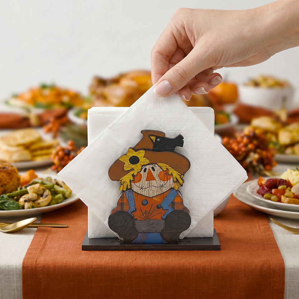Thanksgiving Wooden Napkin Holder Tissue-Box Decorations Gnome ...