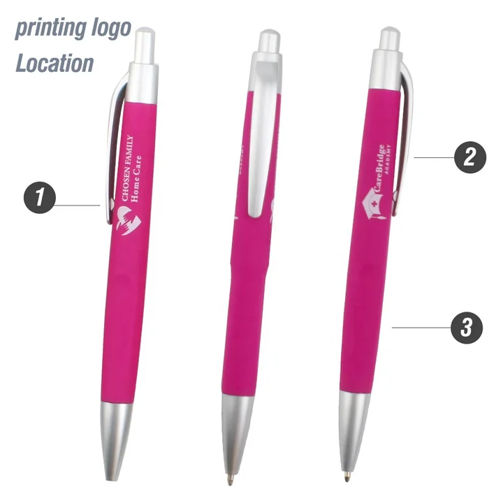 Custom Branded Plastic Rubber Coated Click Hotel Pen