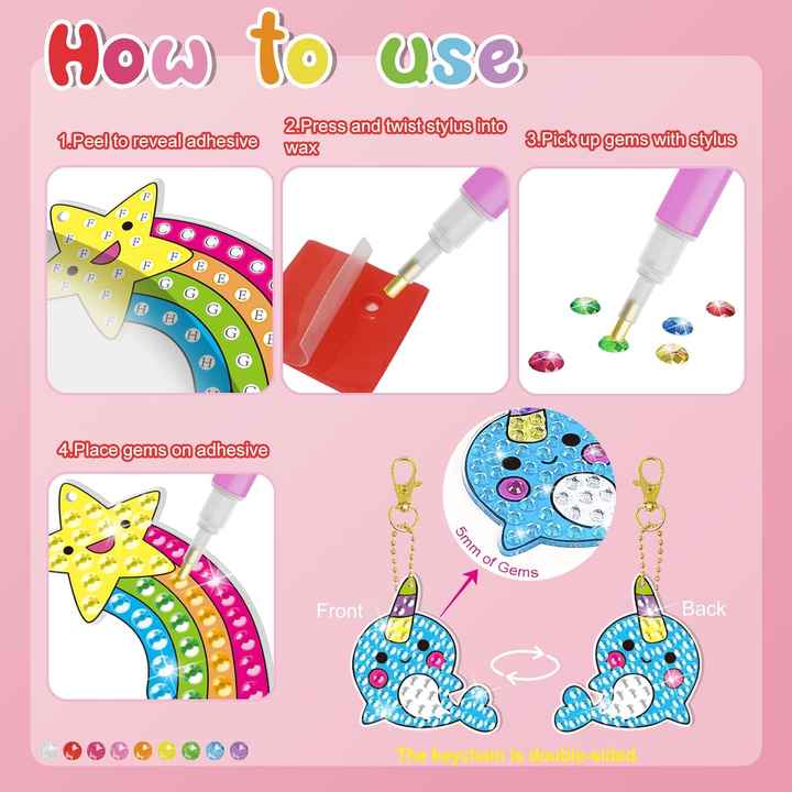 DIY Handmade Cartoon Sticker Key Buckle Kit for Kids