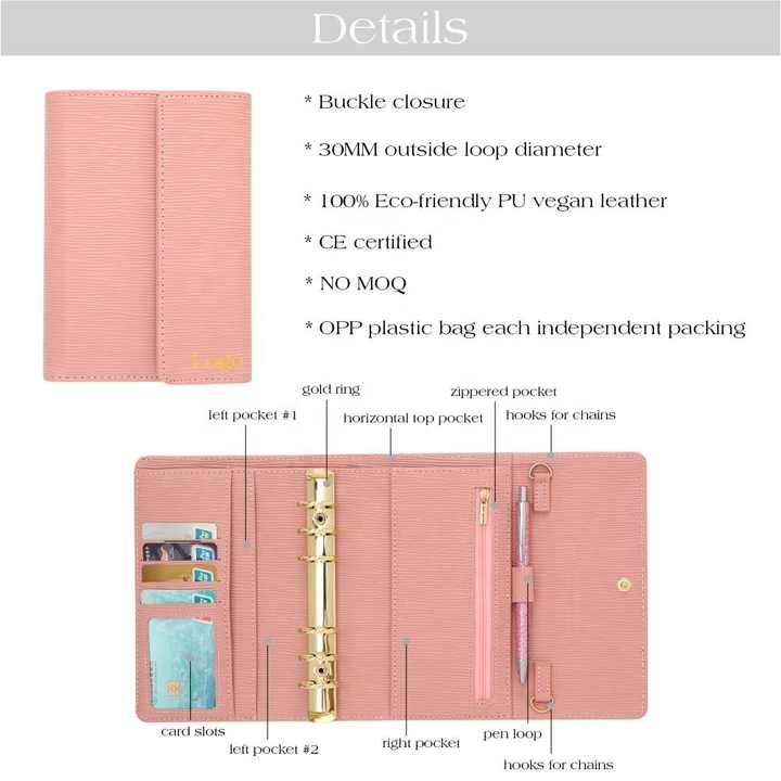 Custom A6 Gold Ring Bound Money Binder - Budget Organizer