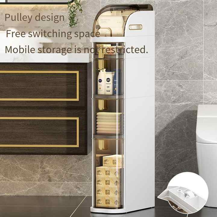 Rmier Plastic Bathroom Crevice Storage Cabinet - Multifunctional
