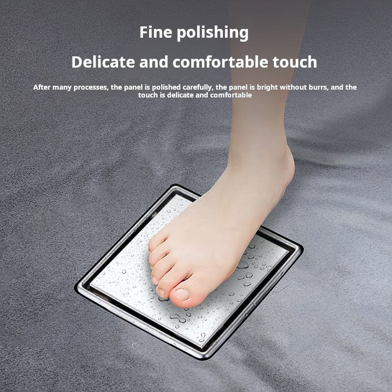 Modern 15cm Stainless Steel Square Black Floor Drain Anti-Odor Insect ...