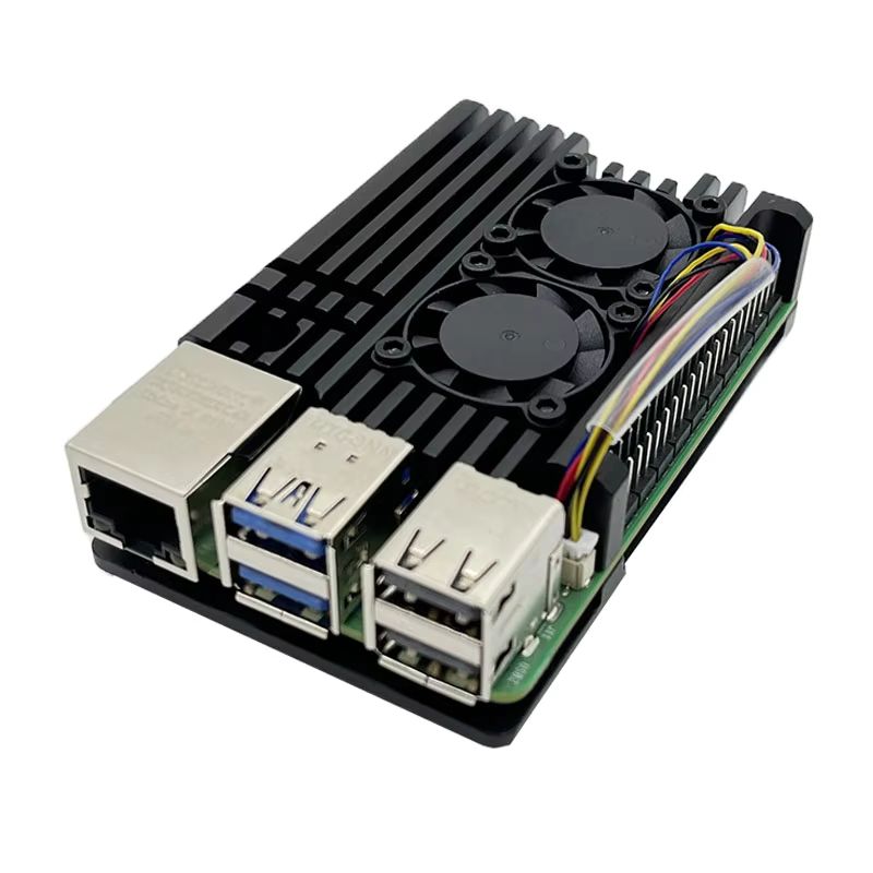 WGZX Chipboard Raspberry Pi 5 Aluminum Case Dual Fan Metal for Rpi 5 5 ...