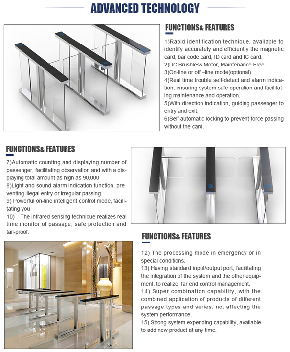 Swing Barrier Gate Turnstile with RFID Card Access Anti-Tailgating ...