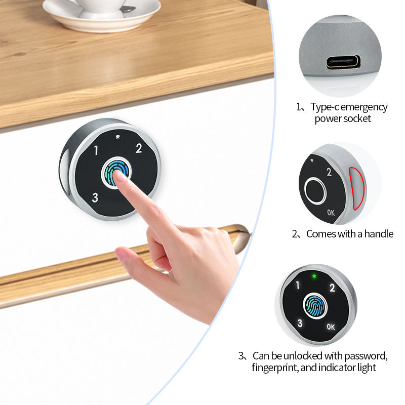 Smart Fingerprint Drawer Lock for Wooden Cabinet 3-Digit Touch Panel ...