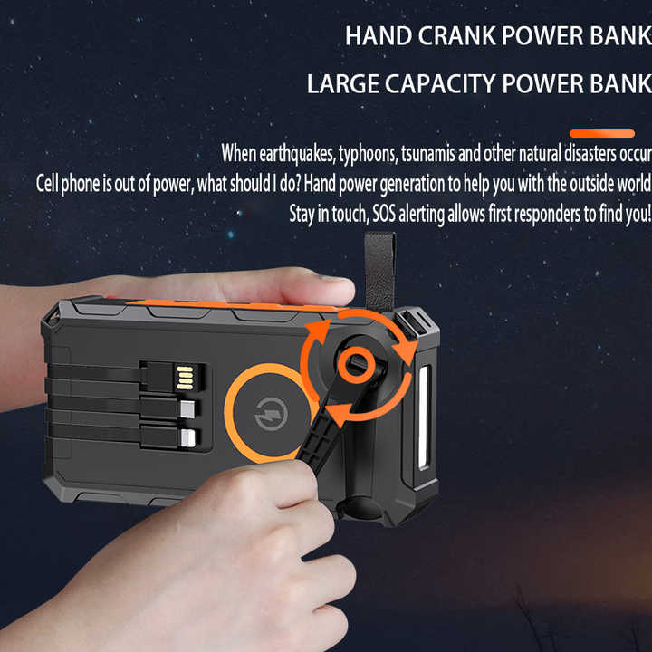 Built in Hand Crank PD22.5W Fast Charging Solar Power Bank 20000mah ...