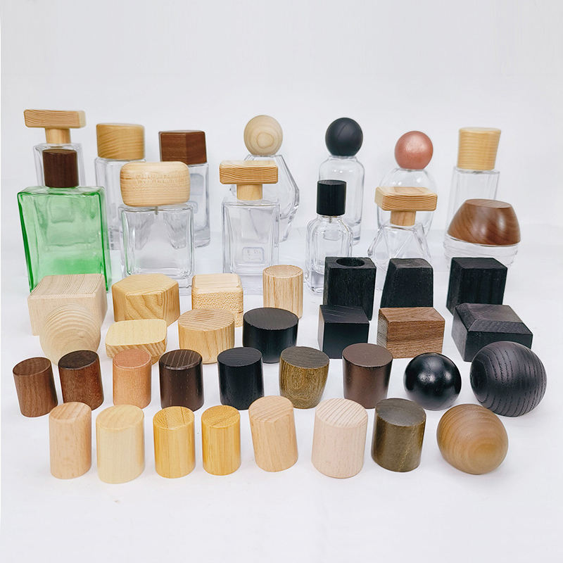 Customized Wooden Perfume Bottle Caps - Colored & Engraved