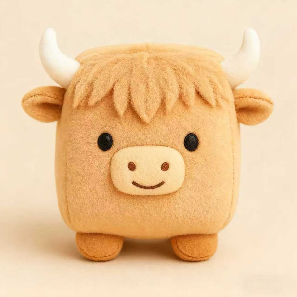 CE CPC Custom Highland Cow Plush Toy Cube Shaped Soft Stuffed Animal ...