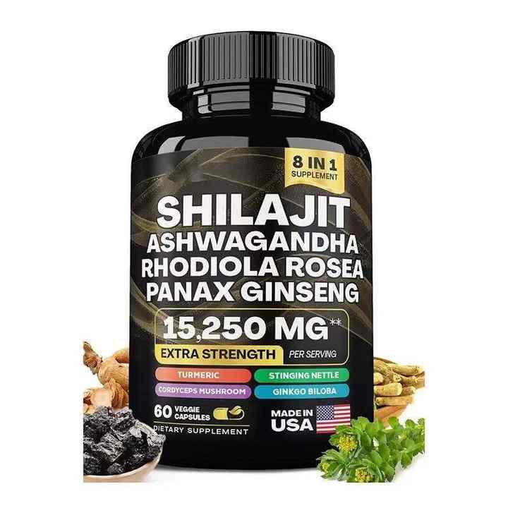 Shilajit Capsules Pure OEM Shilajit Extract Supplement and Powder Complex Pills with Natural ...