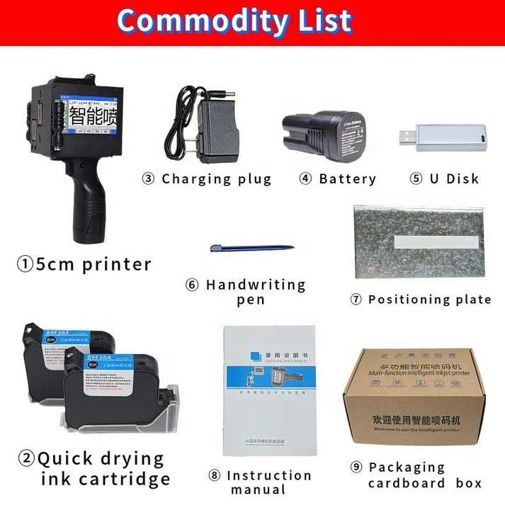 Handjet 50mm Large Character Inkjet Printer for PVC Pipe Handheld Tube ...