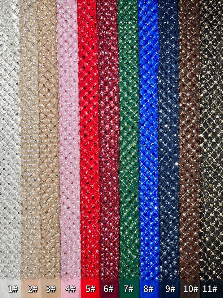 Geometric Beaded Diamond Mesh Lace Fabric for Wedding Dresses, Evening ...