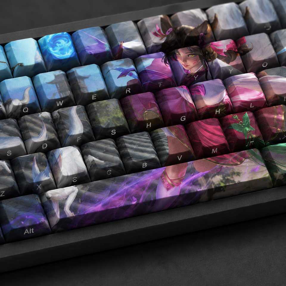 Custom LOL Dynasty Ahri 68 Key PBT Dye Sublimation Keycaps Cherry ...