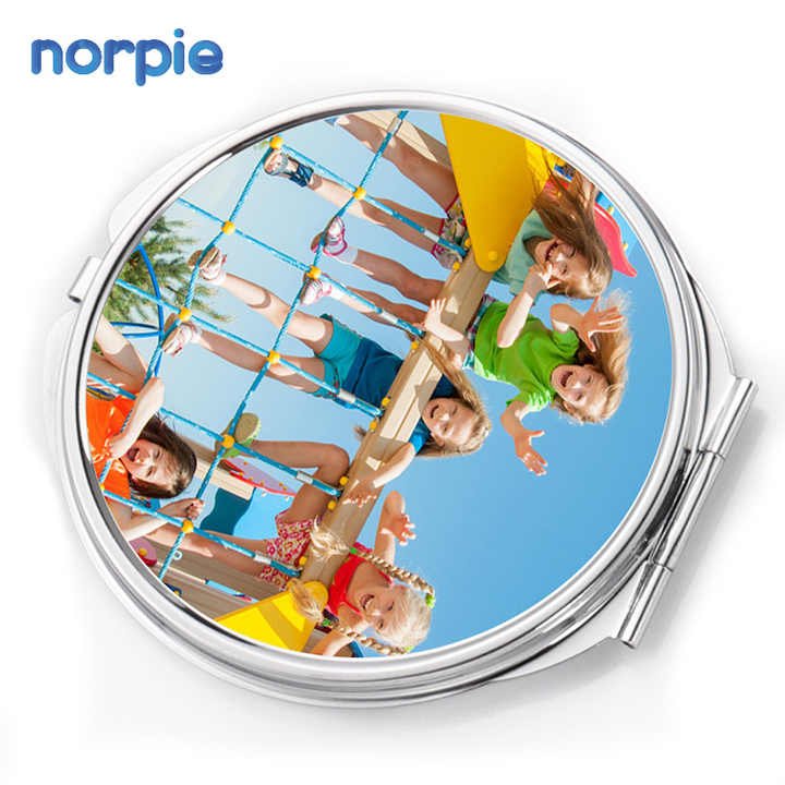 Fashion Small Makeup Mirror Sublimation Round Shape Compact Metal ...