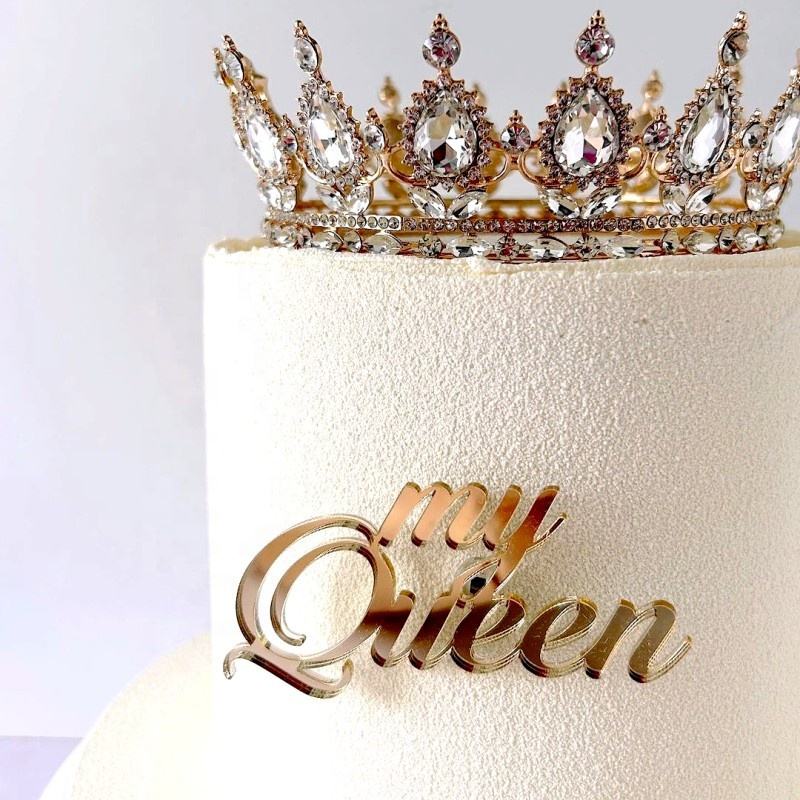 Elegant Silver Cake Topper for Queen Birthday Celebrations