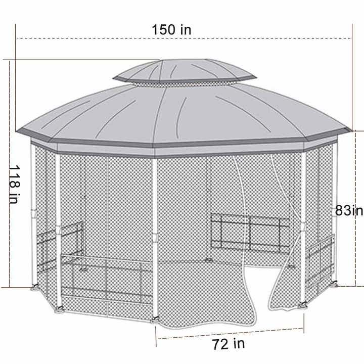 Gazebo Replacement Canopy Patio Top Cover,11x13 Octagonal Gazebo Canopy ...