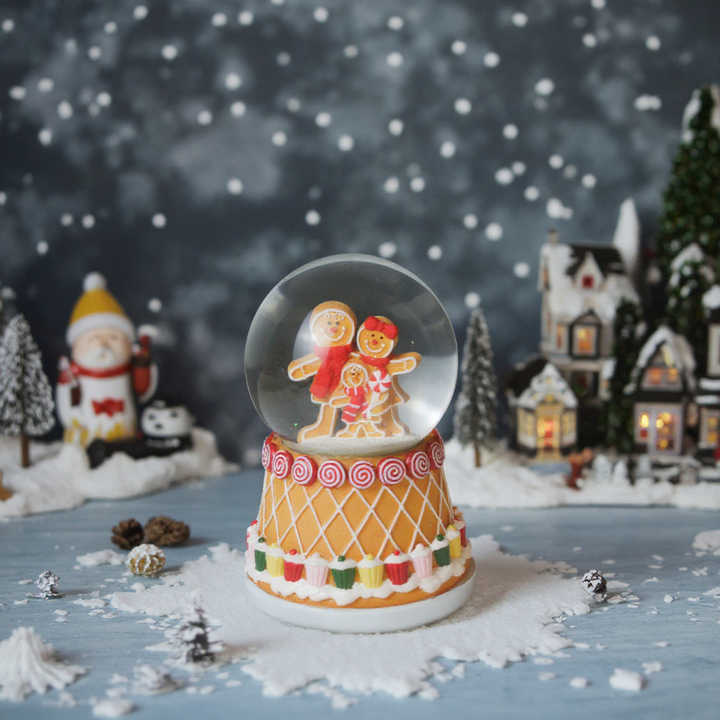 Cute Resin Crafts Gingerbread Man Snowflake Crystal Ball Christmas ...