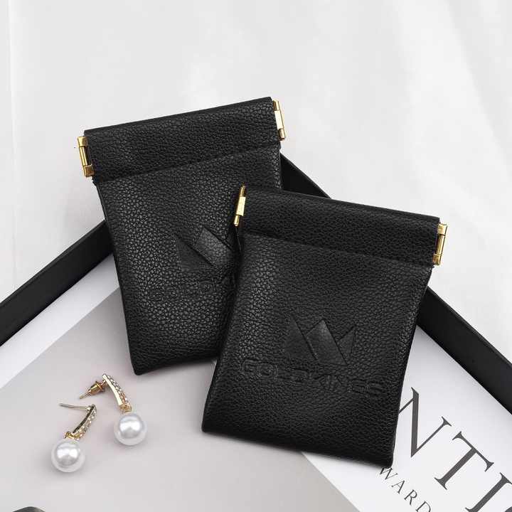 Custom Emboss Logo Pu Leather Mini Bag Gift Storage Bag Drawstring ...