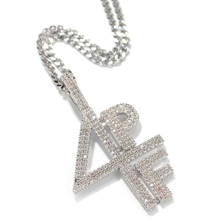 New Arrival Iced Out CZ Full Zircon 4PF Letter Copper Bling Zirconia ...