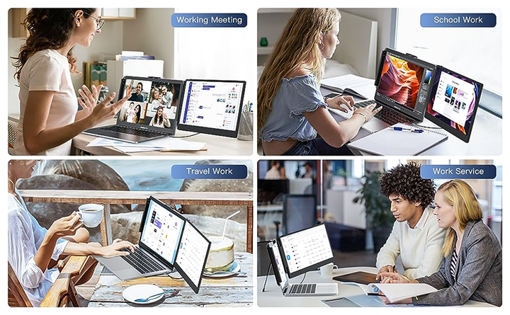 Laptop Monitor, 14" 1080P FHD Dual Screen Extension for Laptop, Plug ...