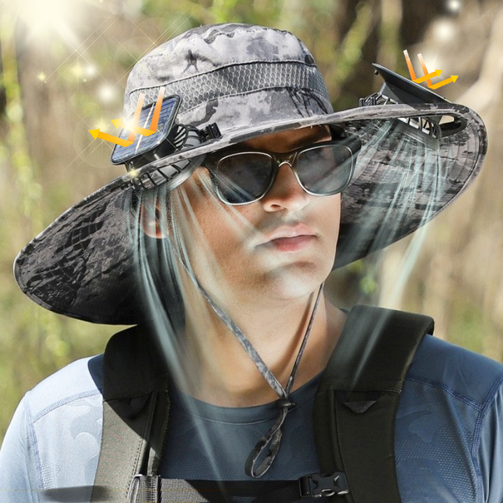 Solar Fan Cooling Outdoor Fishing Hat - Summer Hat USB Charging