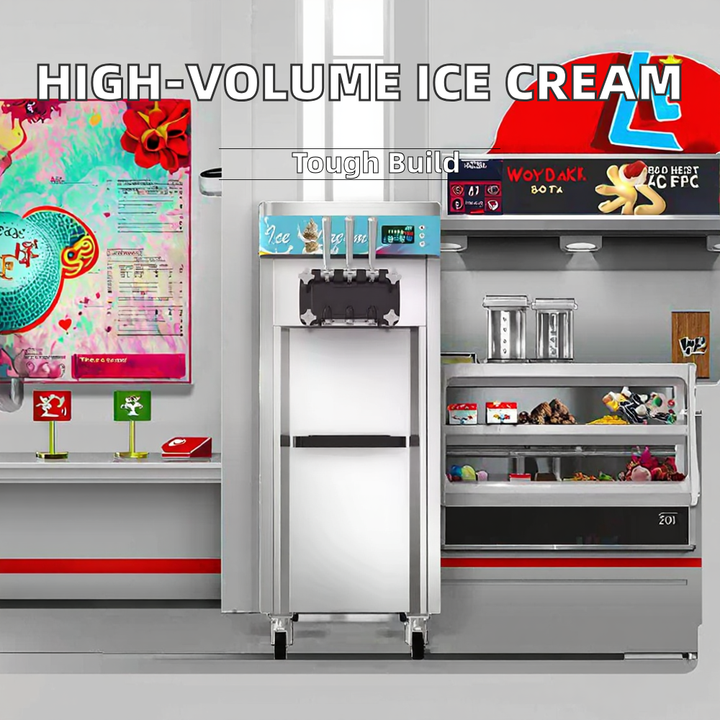 High-Volume Commercial Automatic Stainless Steel Soft Serve Ice Cream ...