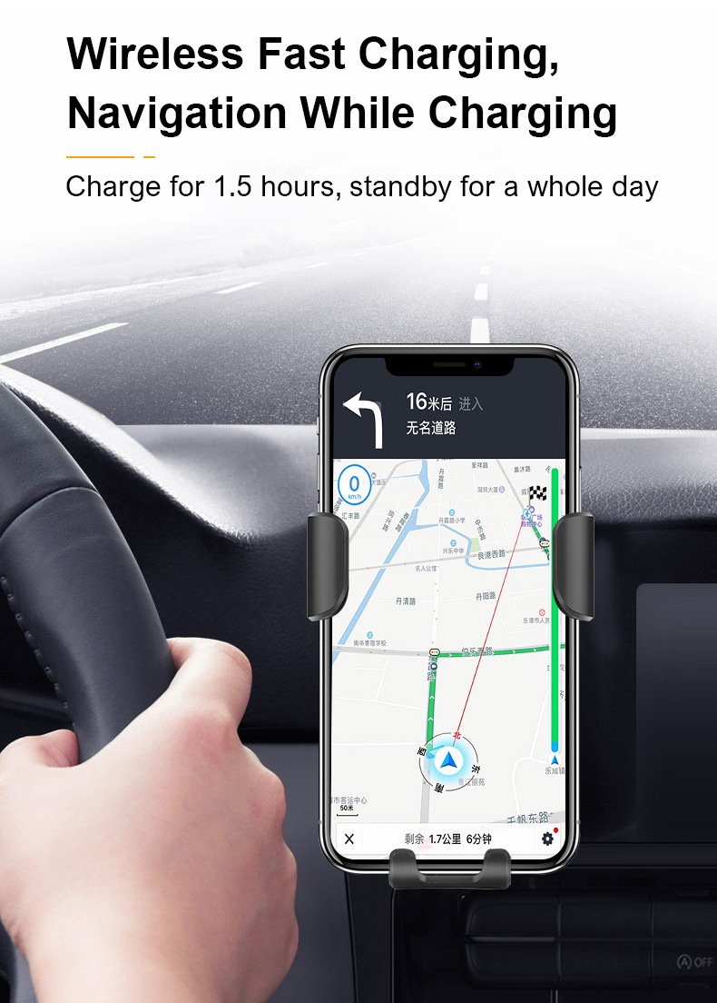 Suport Incarcator Wireless Auto, 10W, Kubetron, Brate Reglabile, Pentru ...