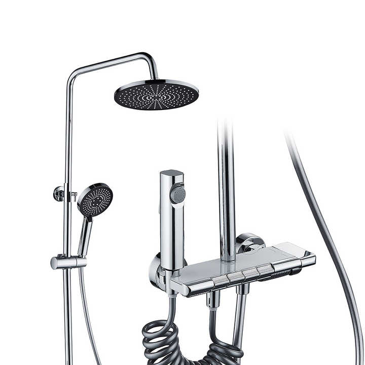 Hot Cold Wall Mounted Bathroom Shower Set System Luxury Rain Rainfall ...