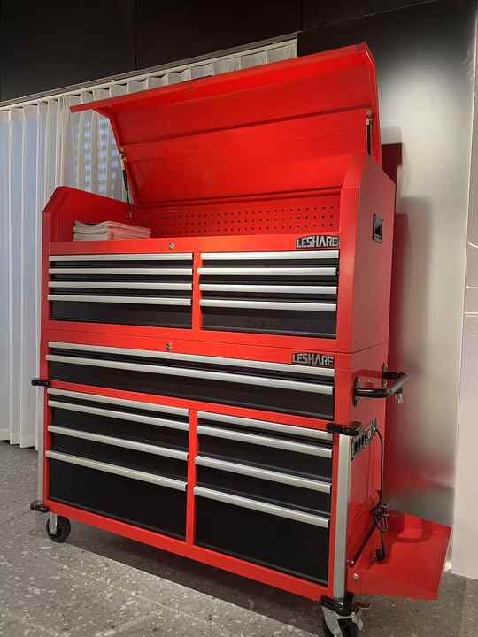 56 Inch Combo Tool Cabinet Black and Red Color Steel Workshop Steel ...