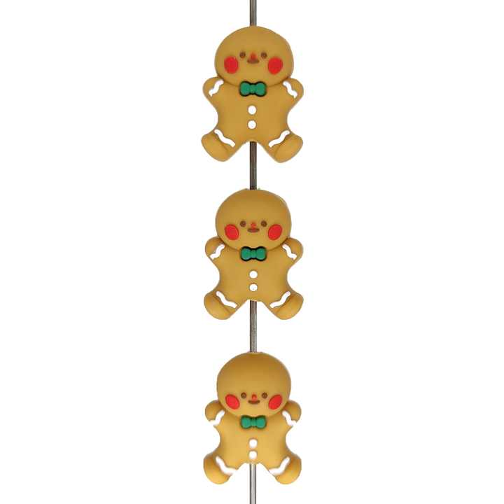 3D Gingerbread Man Focal Beads Christmas Silicone Loose Beads Beads for ...