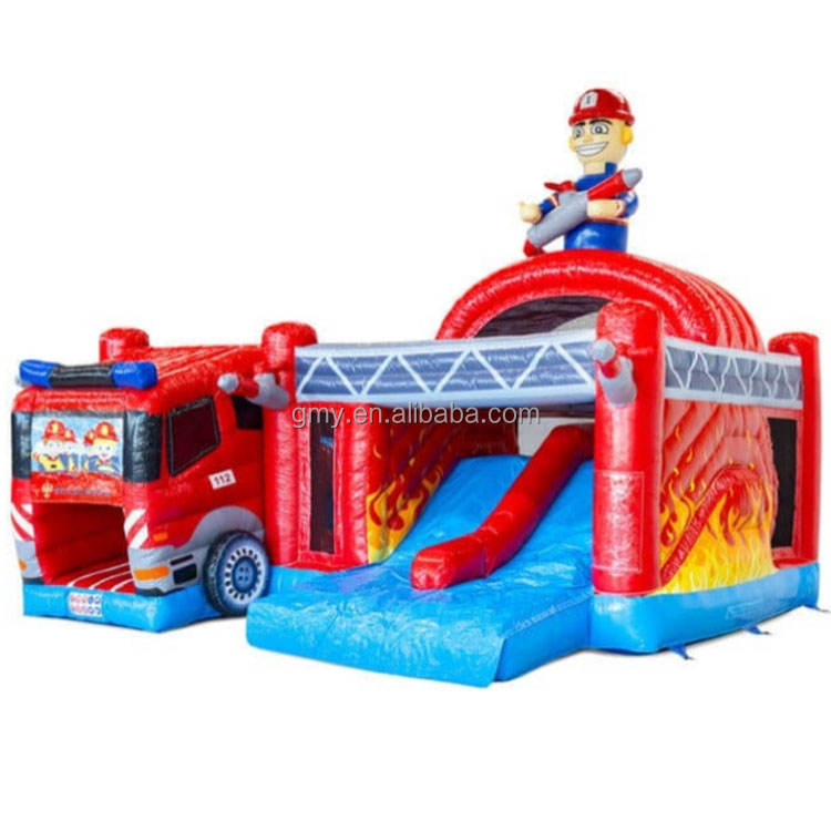 Inflatable Firefighter Trucks Bounce House with Slide Brincolines ...