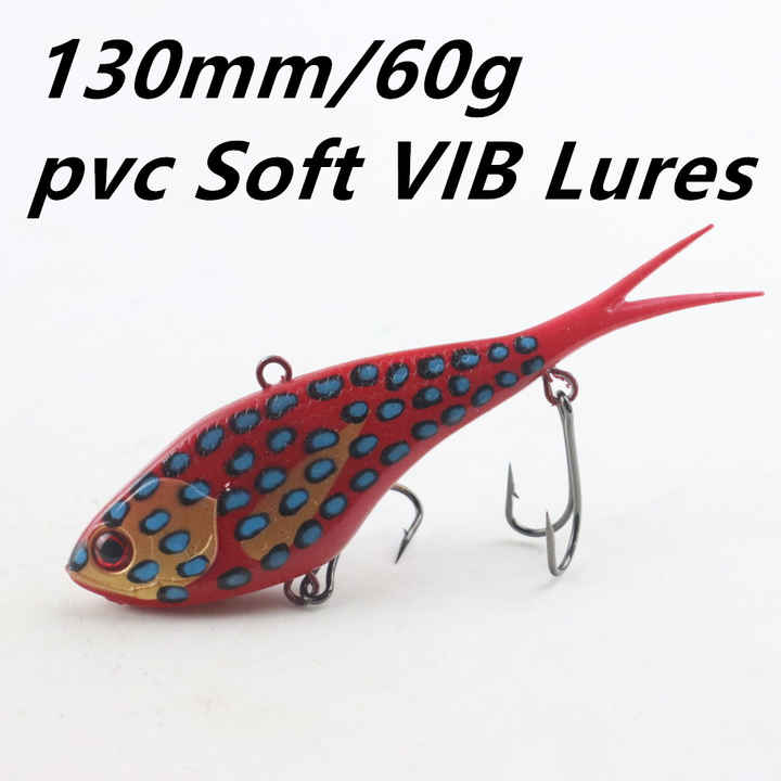 Soft VIB 130mm 60g Luminous UV Forked Tail VIBE Fishing Baits TPR Seawater Tuna Vib Lead ...