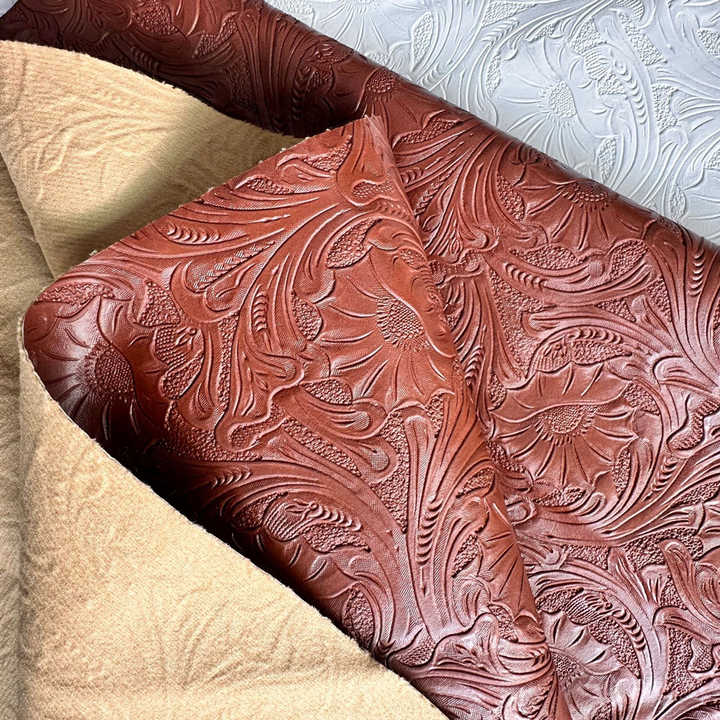 0.9MM Large Floral Pattern Bump Textured Flower Printed Embossed PU ...
