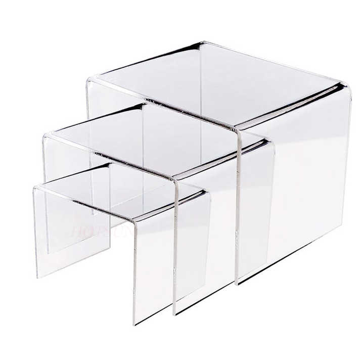 A Set of 3 Clear PMMA Food Display Stand Custom U Shape Acrylic Buffet ...