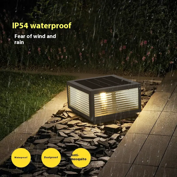 Modern E27 Outdoor LED Square Pillar Lamp Black Aluminum IP65 ...