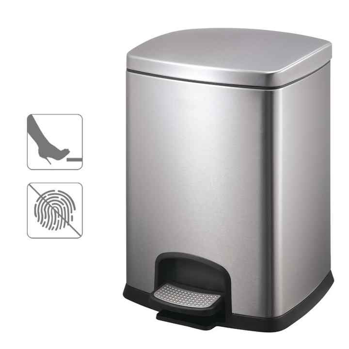 12 Liter Stainless Steel Foot Pedal Trash Can for Home