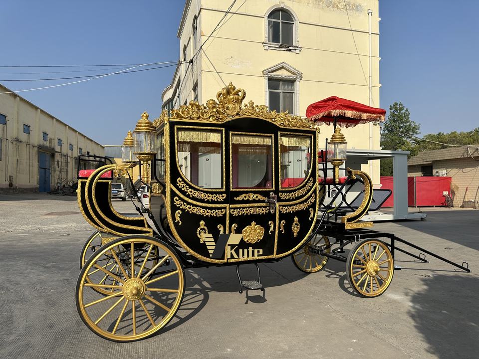 Gothic Pointed-roof Carved Carriage and Dark Ironwork Patterns Create a ...