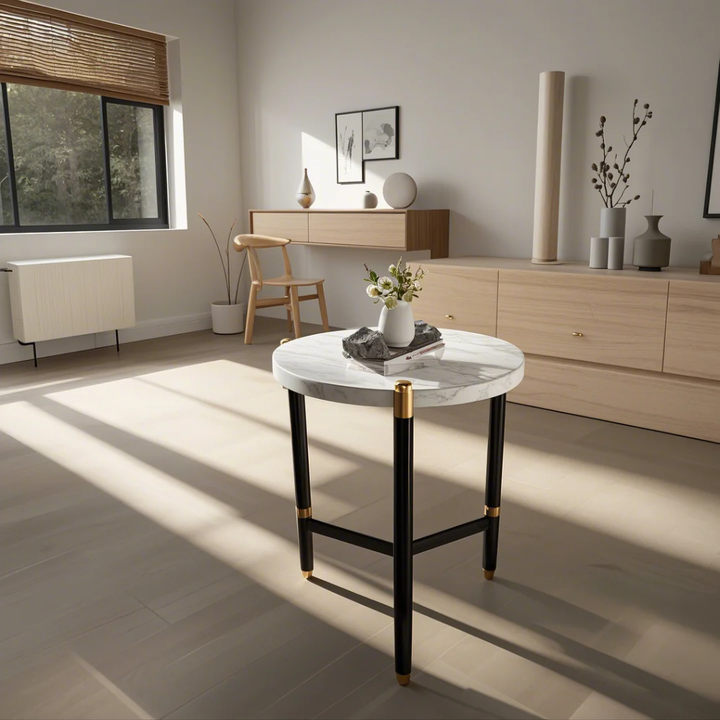 Modern Luxury Round Coffee Table Set For Living Room - Tempered Glass ...