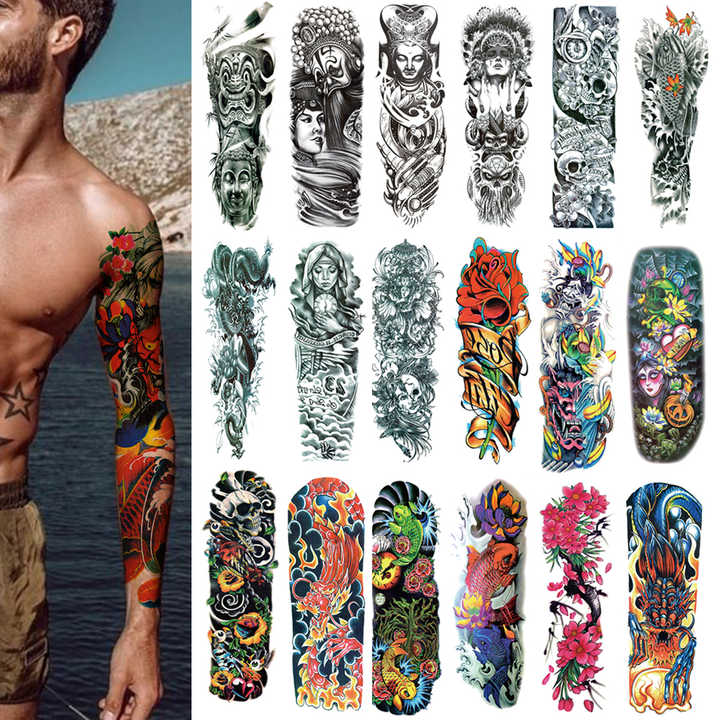Large Size Full Arm Temporary Tattoos for Men and Women Custom Tattoo ...