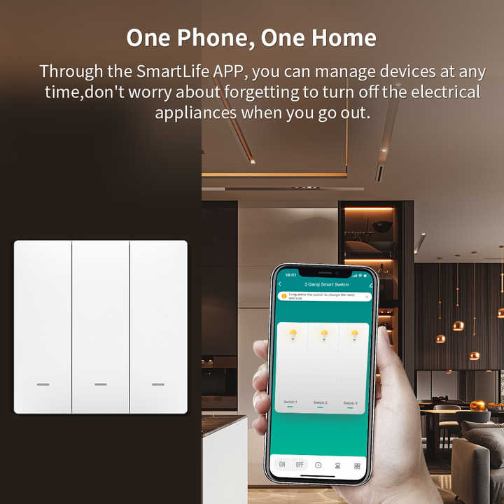 Smart Wifi Wall Switch UK/EU No Neutral Wire Required Tuya Smart Light ...