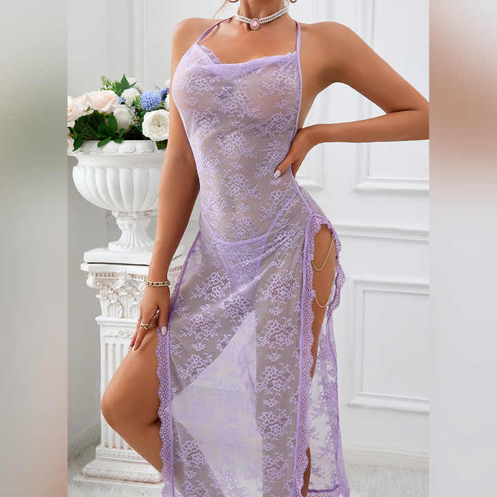 Women's Sexy Night Dress Lace Hot Lingeries Backless Sleepwear Night Gown Women Sleeveless ...