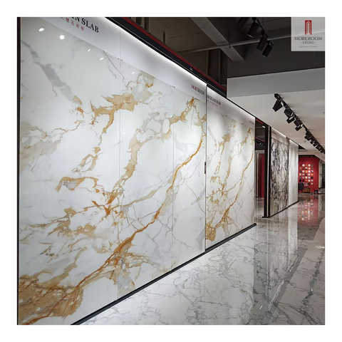Modern Panda White Marble Sintered Stone Bathroom Cabinet
