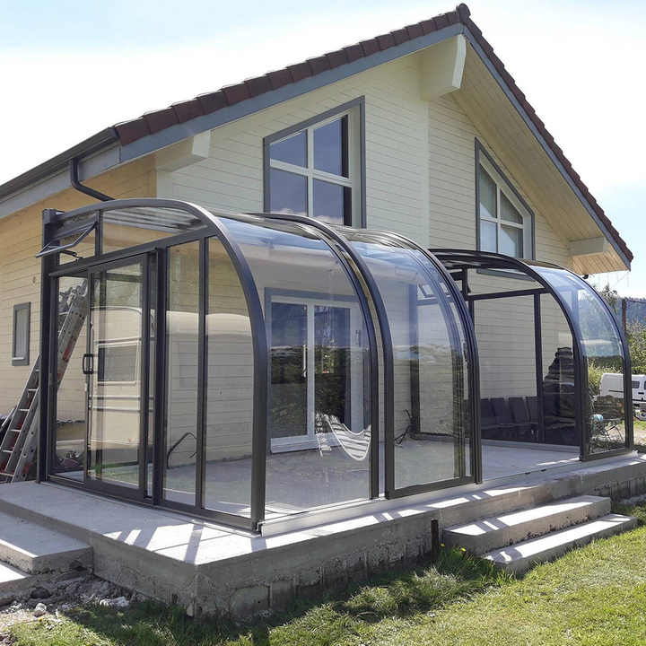 Morden Aluminum Prefab Outdoor Veranda Tempered Glass Garden Sun Room ...