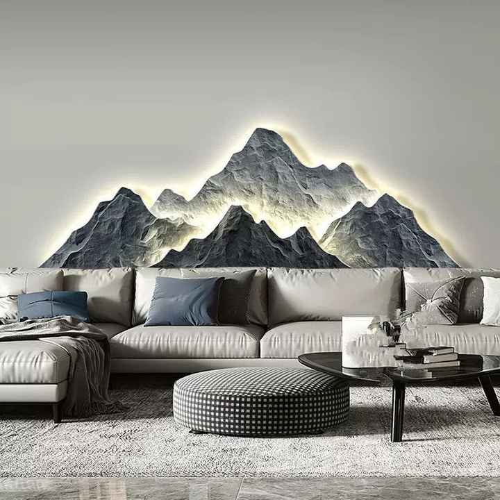 Peak Mural with Light Diamond Paintings Laser Engraving