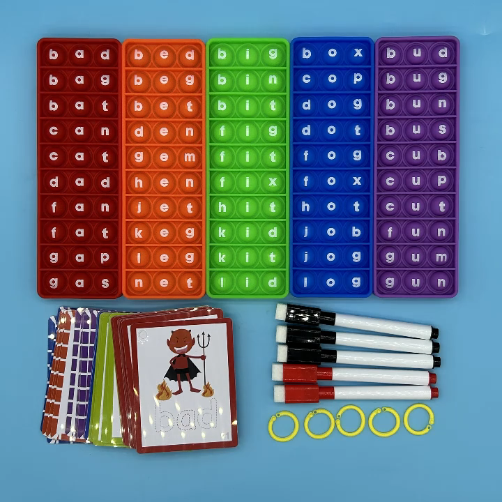 Word Pop CVC Words Games ,Phonics Game Reading Writing Erasable Flash Cards Pop Fidget Toys ...