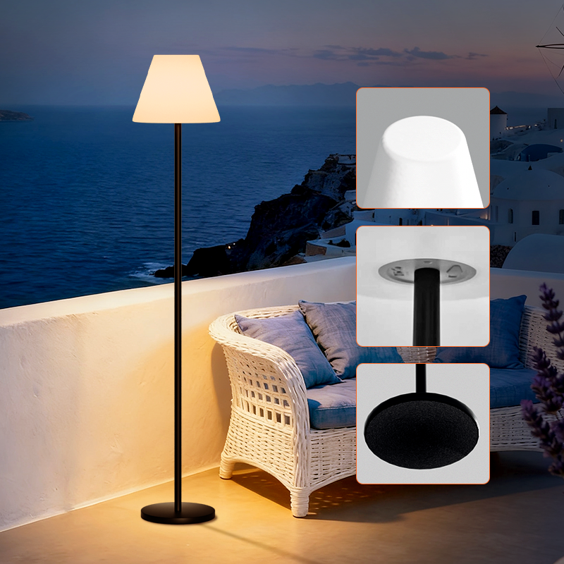 Modern Floor Lamp Simple Design with White Shade, Foot Pedal Switch ...